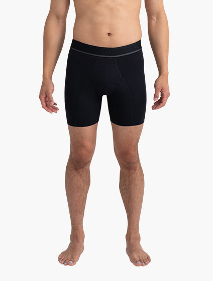 Kinetic Light-Compression Mesh Long Leg Boxer Brief – Black | SAXX ...
