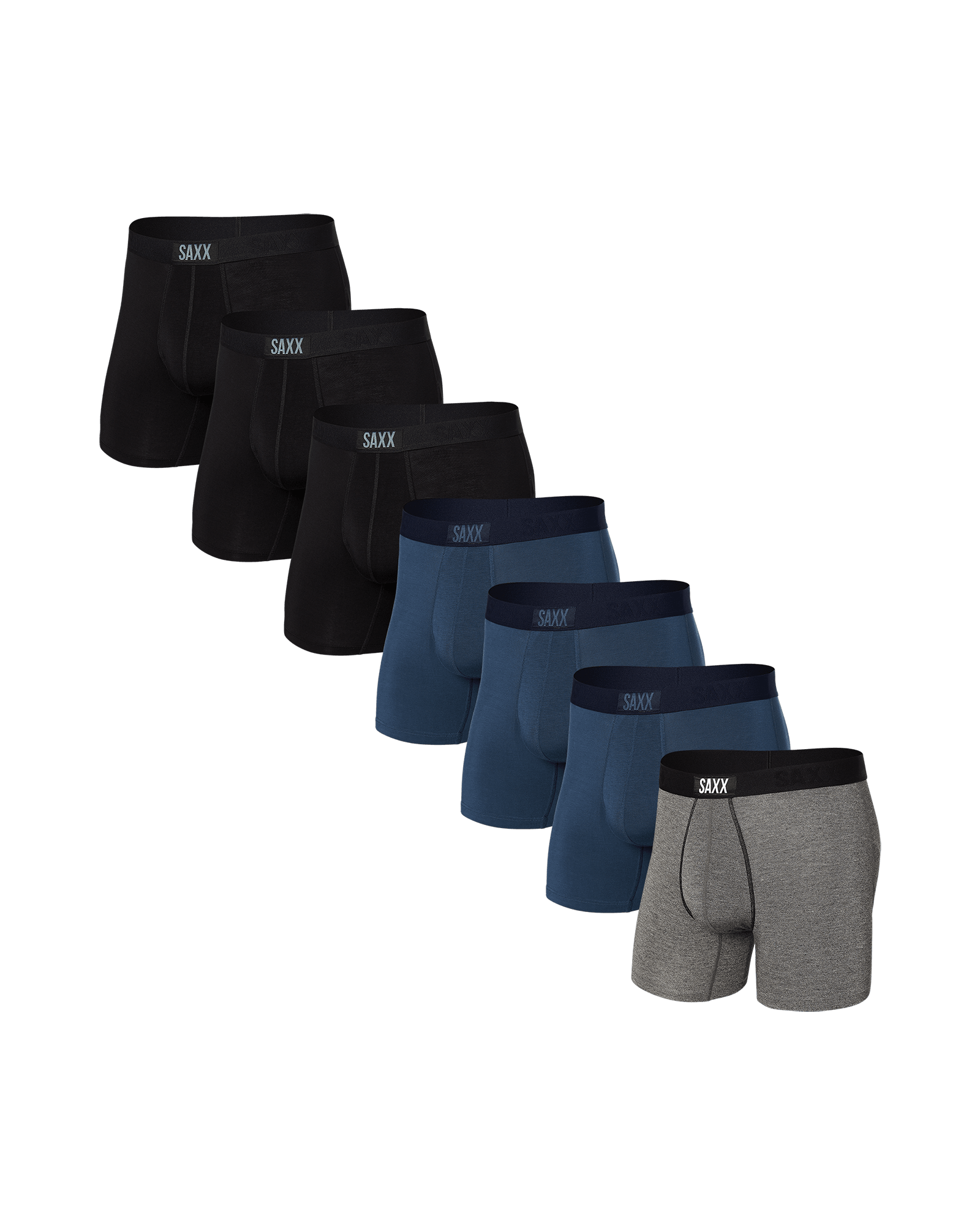 Vibe Super Soft Boxer Brief - Black/Grey Heather/Navy | SAXX Underwear