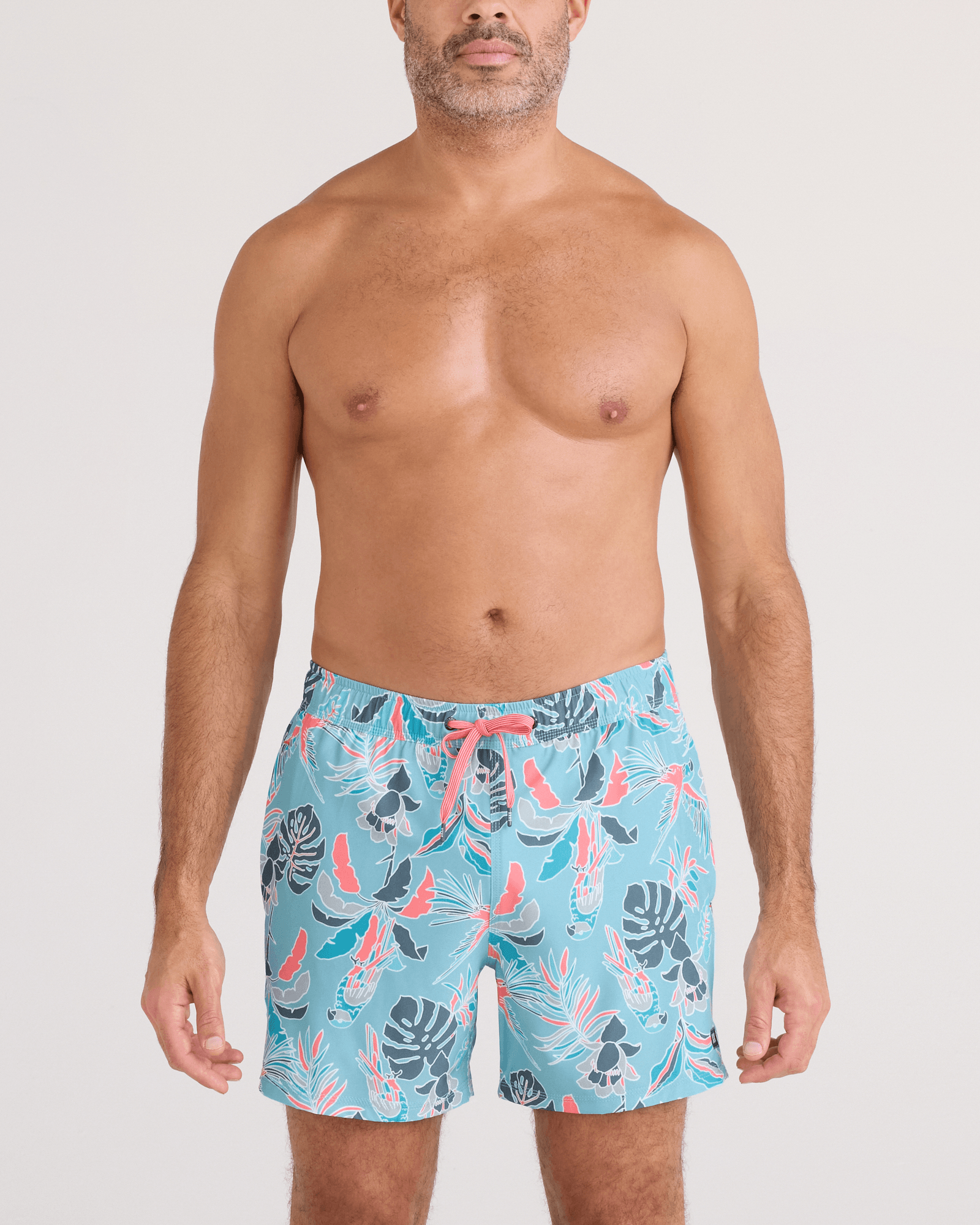 Oh Buoy 2N1 Swim Trunk 5" - Island Tropics-Blue Tide | SAXX Underwear