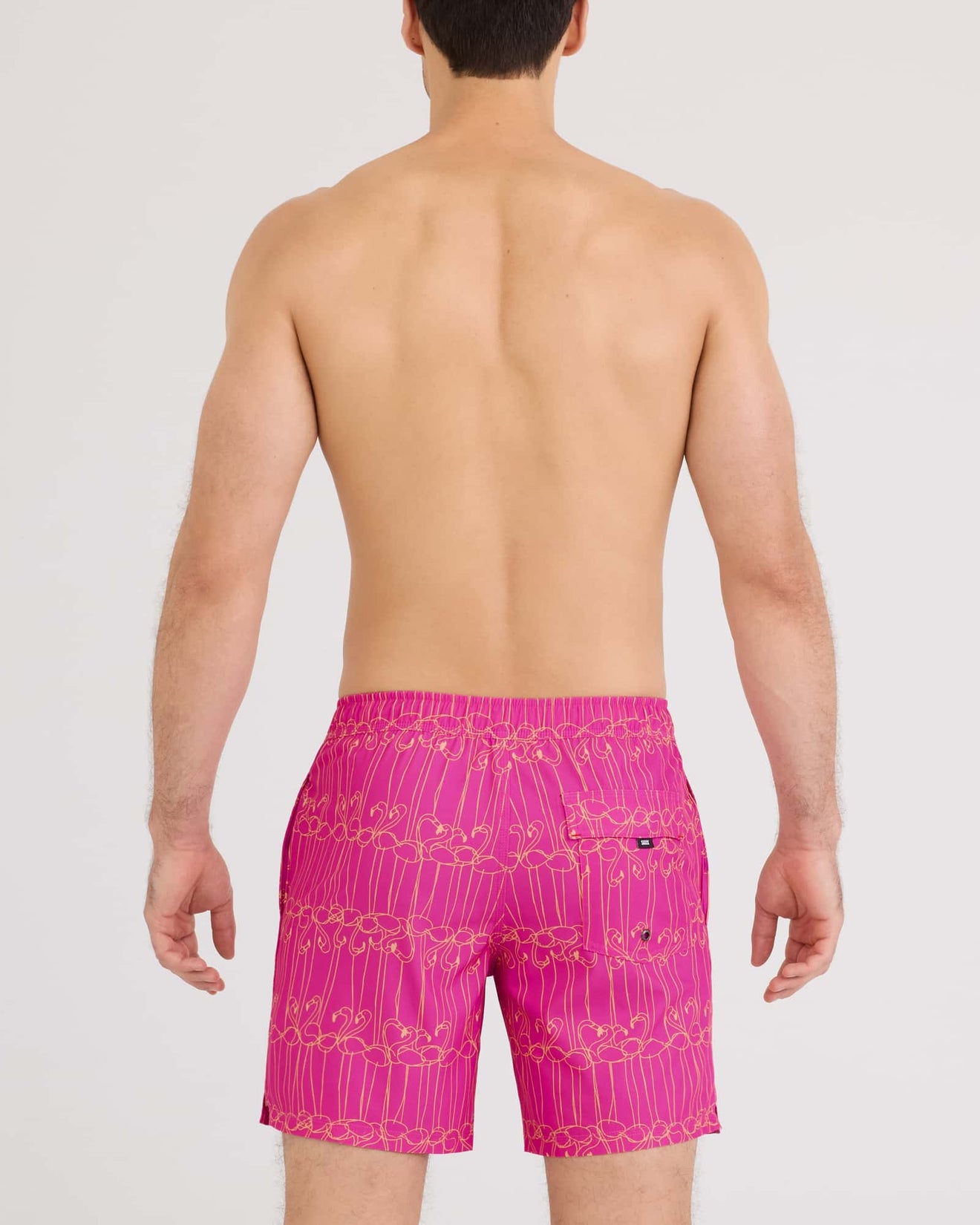 Oh Buoy 2N1 Stretch Swim Trunk - Flamingo Ink-Fuchsia | SAXX Underwear