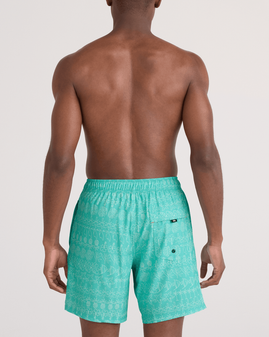 Oh Buoy 2N1 Swim Trunk 7" - Island Lineup-Surf Blue | SAXX Underwear