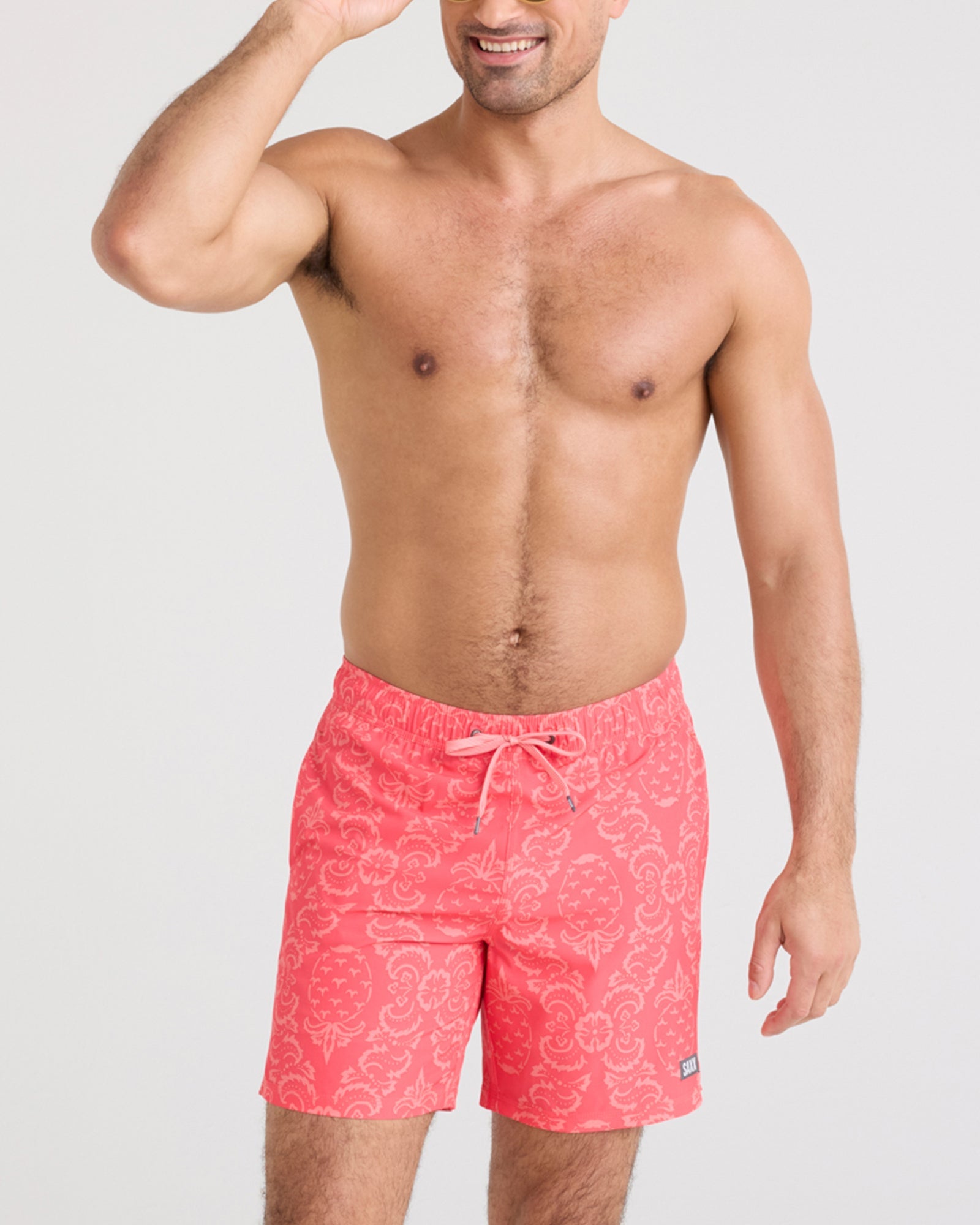 Oh Buoy 2N1 Long Swim Volley Short - Pineapple Brocade-Hibiscus | SAXX ...